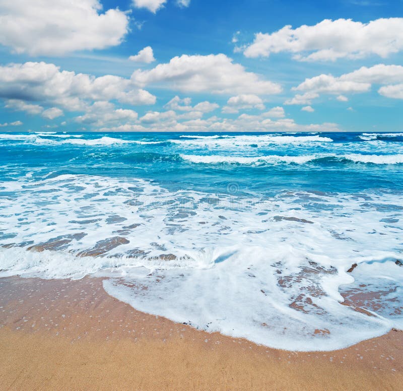 Frothy Shore and Scenic Clouds Stock Photo - Image of sardegna ...