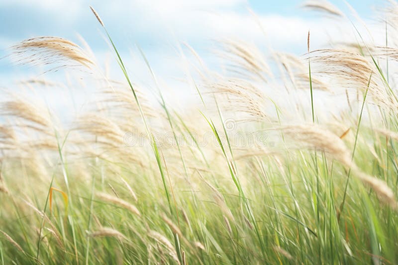 Frothy Waves of Tall Grass Blowing in the Wind Stock Illustration ...