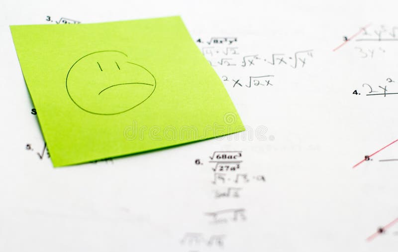 Frown face homework stock photo. Image of pass, teacher - 53852658