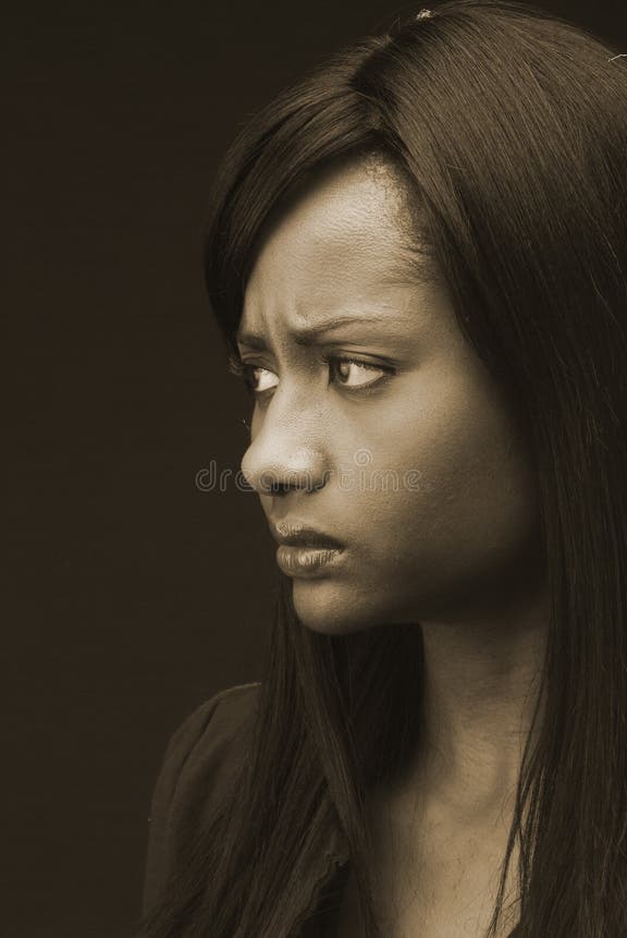 Frown profile stock photo. Image of african, young, brunette - 4102016