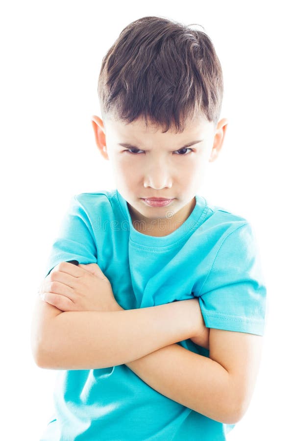 Frowned boy stock photo. Image of arms, isolated, beauty - 53569476