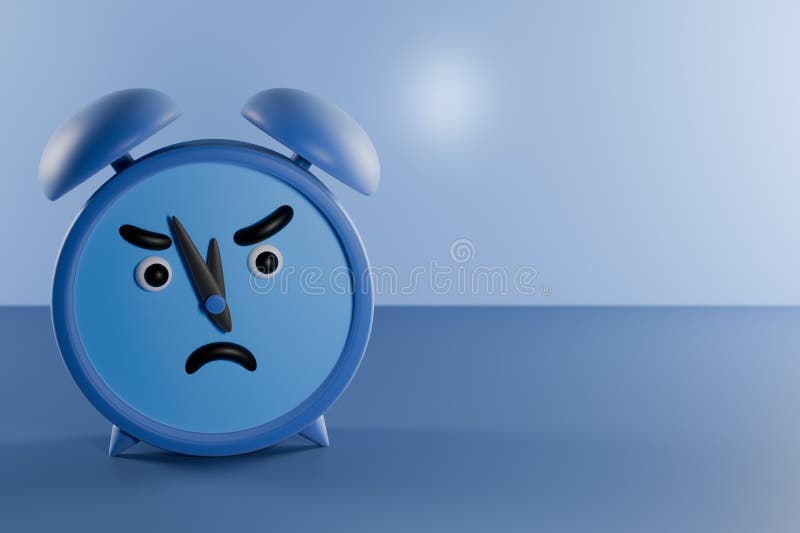 A Frowning Blue Alarm Clock Symbolizes Stress and Urgency, Reflecting ...