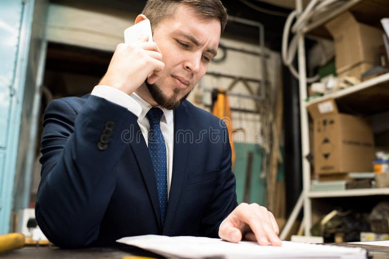 Businessman Running Factory Warehouse Stock Image - Image of technology ...