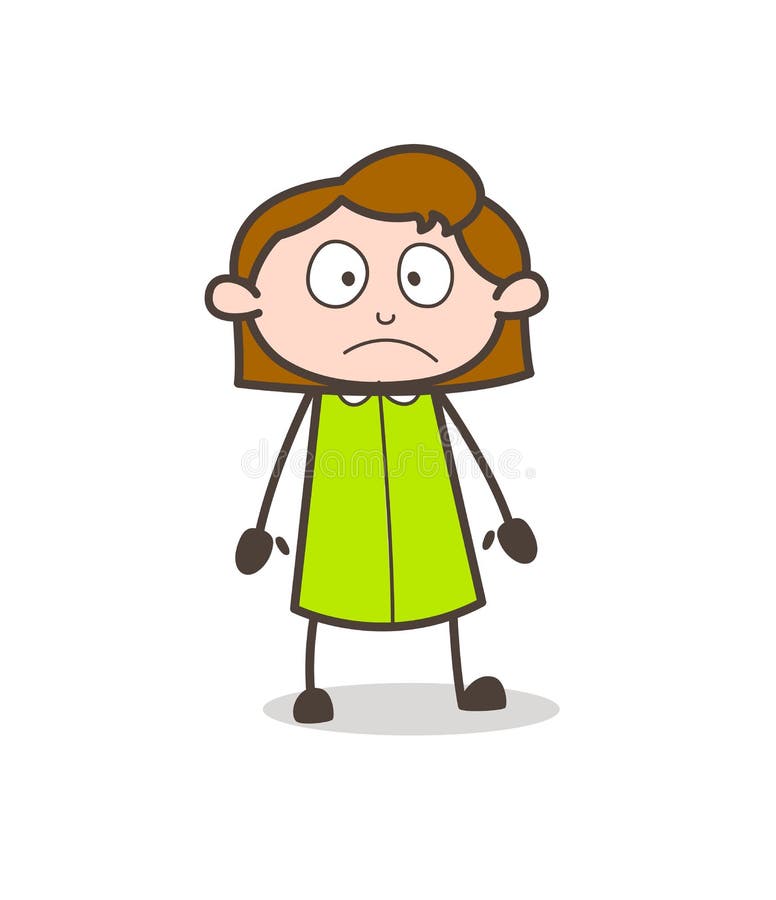 Upset and Frowning Face - Cute Cartoon Girl Illustration Stock ...