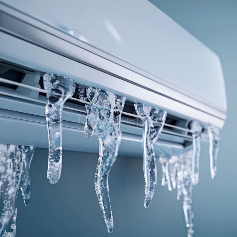 Frozen Air Conditioner with Icicles. Generative Ai Stock Illustration ...