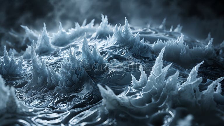 Frozen Alien Planet Surface with Crystalline Structures Emerging from ...
