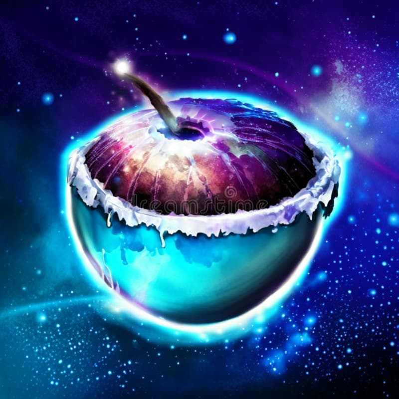 Frozen Apple in Outer Space. Vector Illustration for Your Design Stock ...