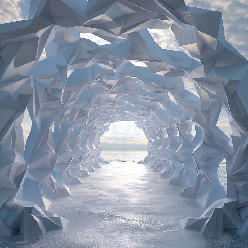 Frozen Archway Over Serene Path Stock Illustration - Illustration of ...