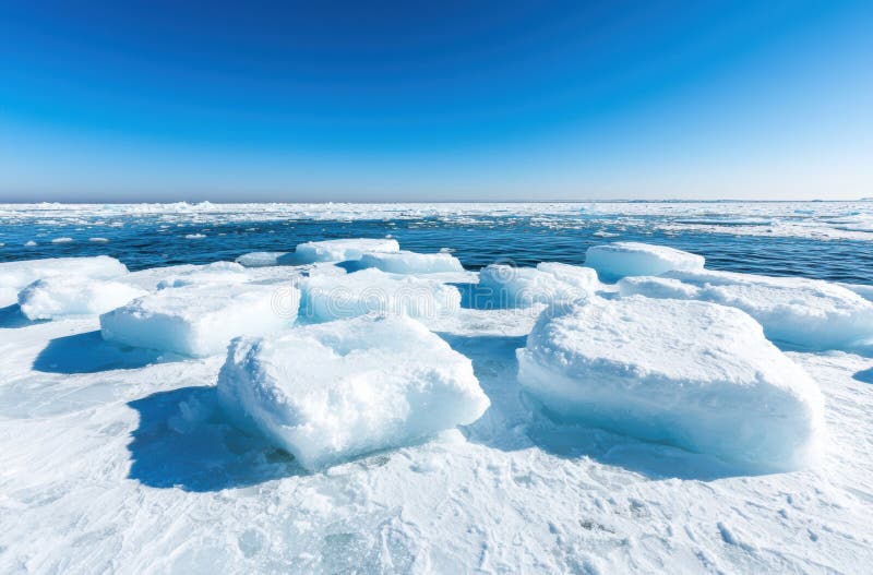 Frozen Arctic Landscape with Icy Ocean Stock Illustration ...