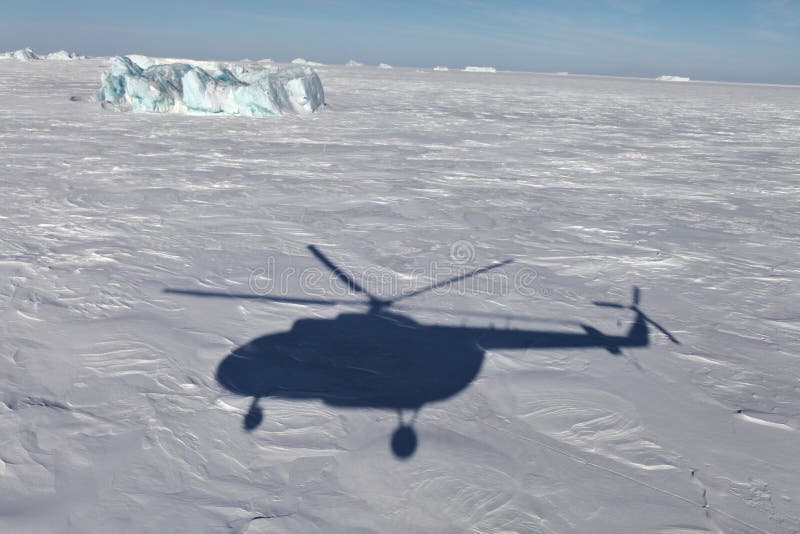 Frozen Arctic Ocean and Helicopter Shadow Stock Photo - Image of polar ...