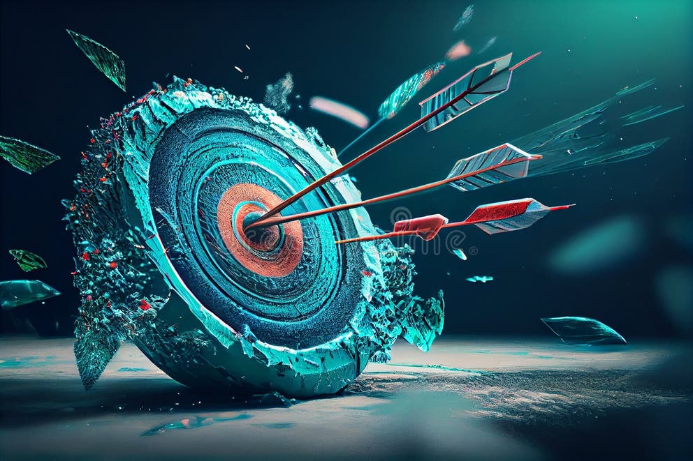 Frozen Arrow Hitting the Center of Target.generative Ai Stock ...