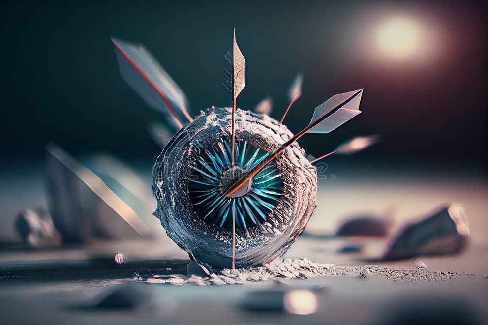 Frozen Arrow Hitting the Center of Target.generative Ai Stock ...