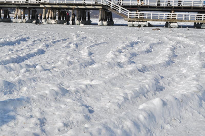 Frozen Baltic Sea in Winter Ice and Snow Stock Image - Image of sopot ...