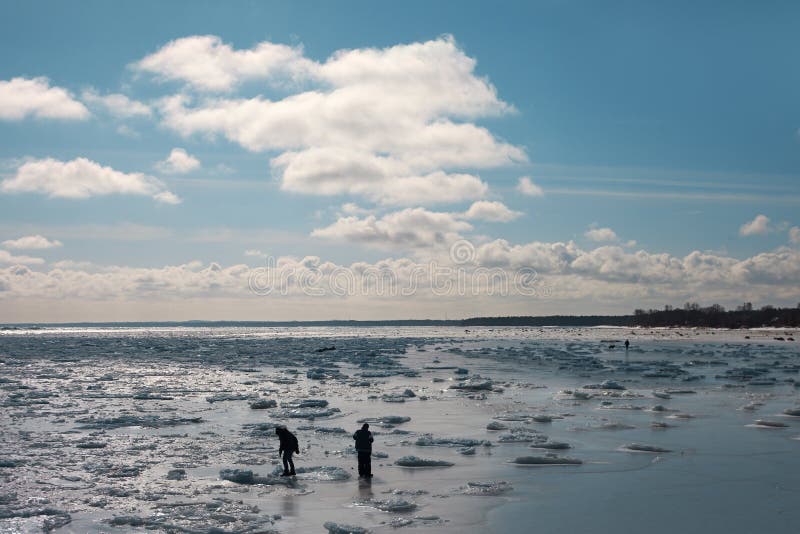 Frozen Baltic sea. stock image. Image of frozen, people - 30012833