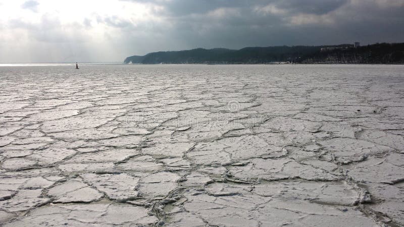Frozen bay. stock photo. Image of nature, danger, crack - 111252600