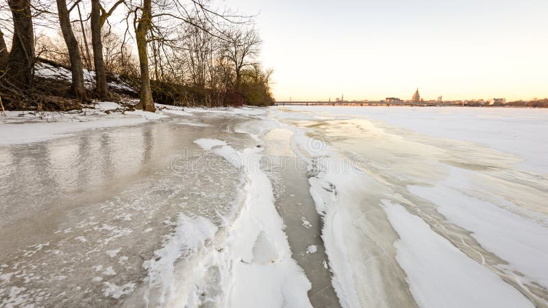 Frozen Beach in Cold Winters Day Stock Image - Image of cold, dramatic ...