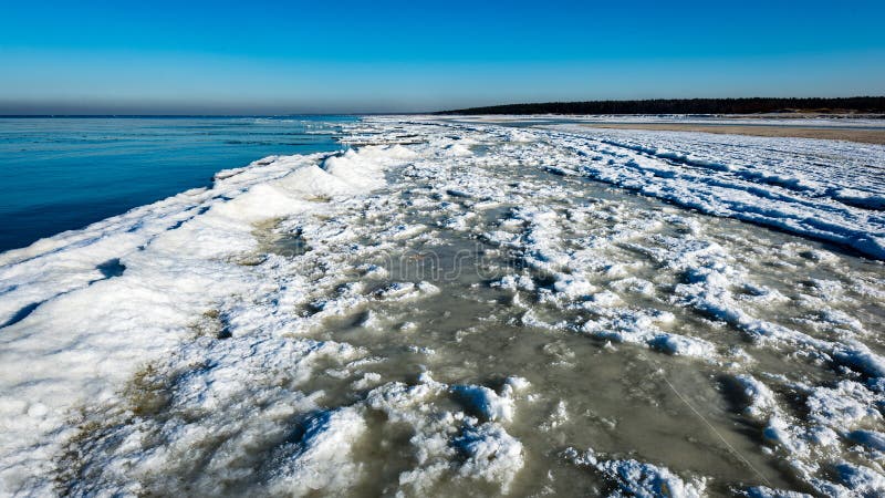 Frozen Beach in Cold Winters Day Stock Photo - Image of landscape ...