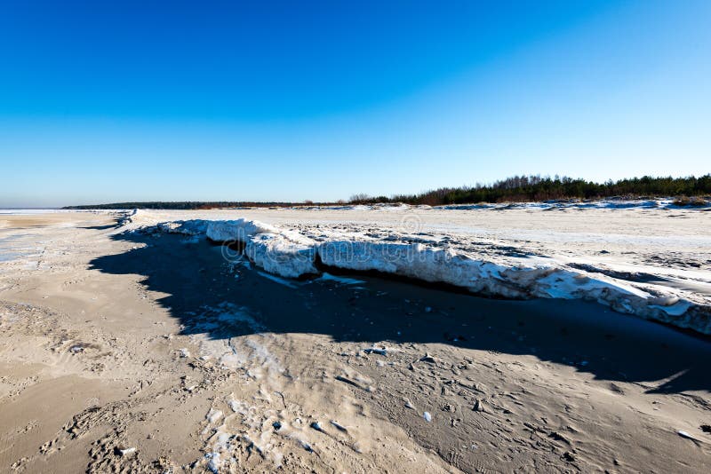 Frozen Beach in Cold Winters Day Stock Image - Image of cold, climate ...
