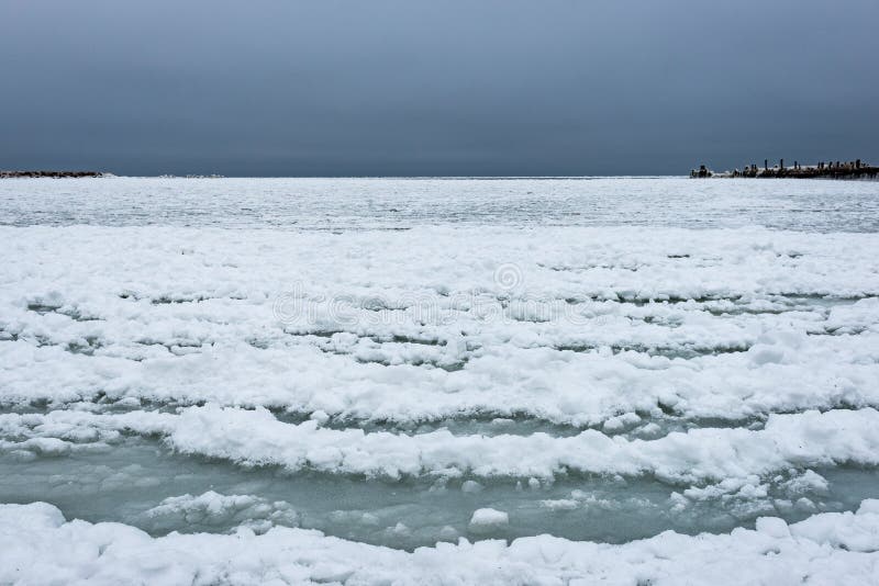 Frozen Beach in Cold Winters Day Stock Image - Image of mountain ...