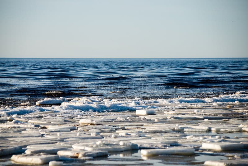 Frozen Beach in Cold Winters Day Stock Photo - Image of background ...