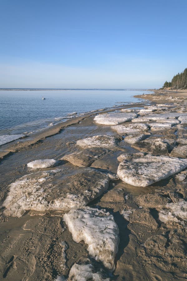 Frozen Beach in Cold Winters Day - Vintage Film Look Stock Photo ... Frozen Beach in Cold Winters Day - Vintage Film Look Stock Photo ...