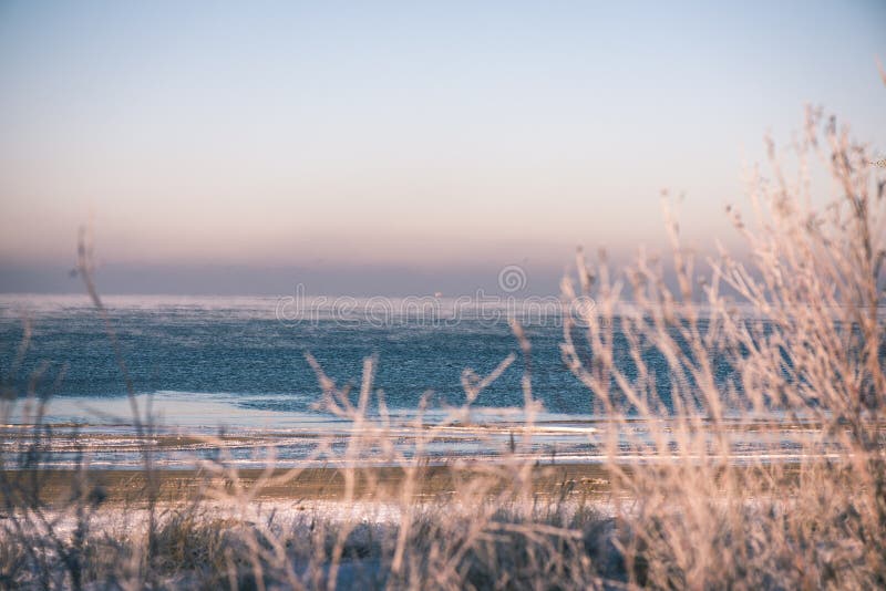 Frozen Beach View by the Baltic Sea - Vintage Effect Stock Image ...