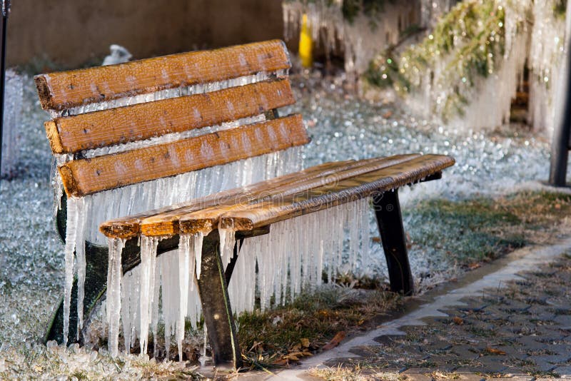 Frozen bench stock image. Image of razvan, brown, spectacular - 23103567