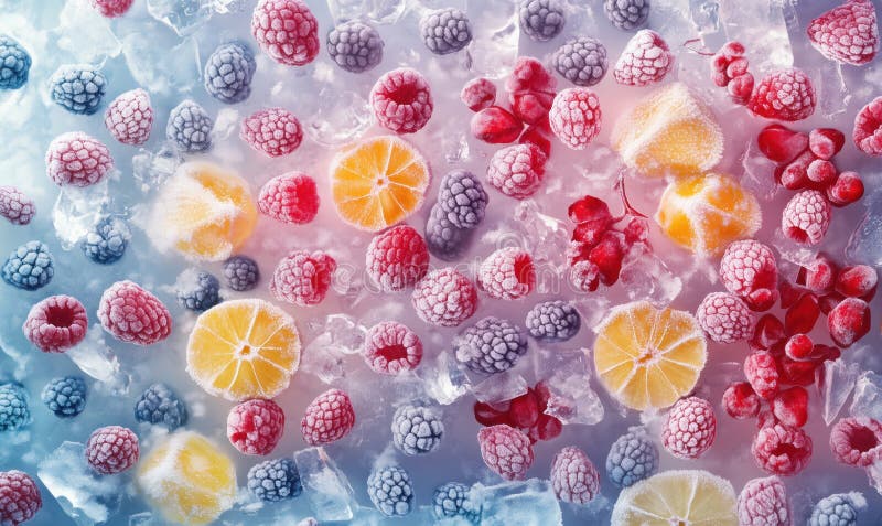 Refreshing Frozen Snack Berries Ice Vibrant Colors Textures Stock ...