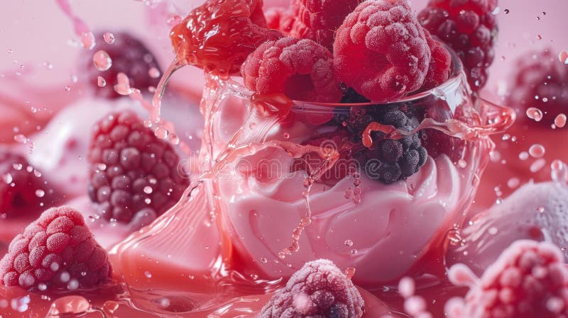 Frozen Berries Pink Yogurt Splash Stock Photos - Free & Royalty-Free ...