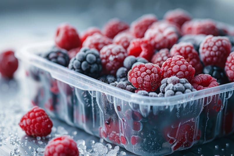Frozen Berries in a Plastic Box Stock Image - Image of fruit, surface ...