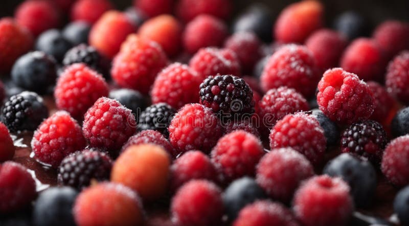 Frozen Berries - Raspberry. Generative AI Stock Illustration ...