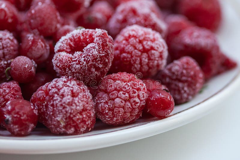 Frozen Berry Red Currants and Raspberries Stock Image - Image of ...
