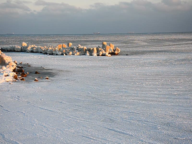 Frozen Black Sea Constanta - Romania Stock Footage - Video of blue ...