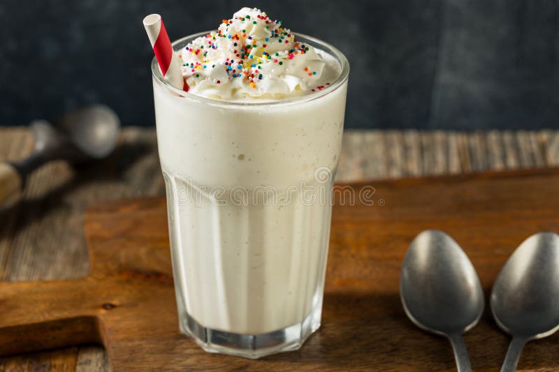 Frozen Blended Vanilla Milkshake Stock Photo - Image of smoothie ...