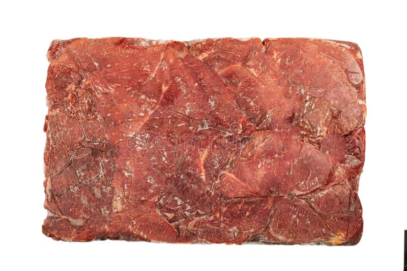 Frozen Block of Beef on a White Background. Stock Photo - Image of ...