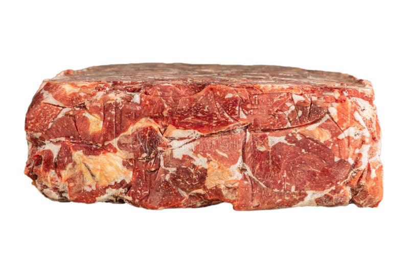 Frozen Block of Beef on a White Background. Stock Image - Image of ...