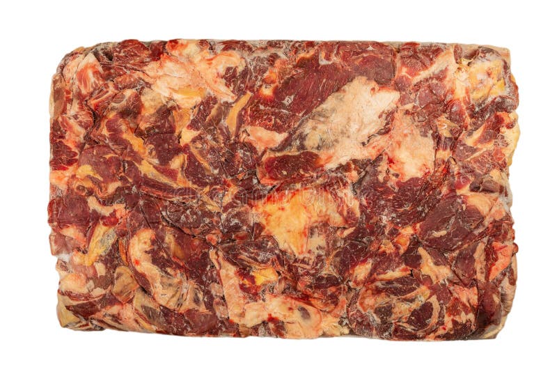 Frozen Block of Beef on a White Background. Stock Photo - Image of ...