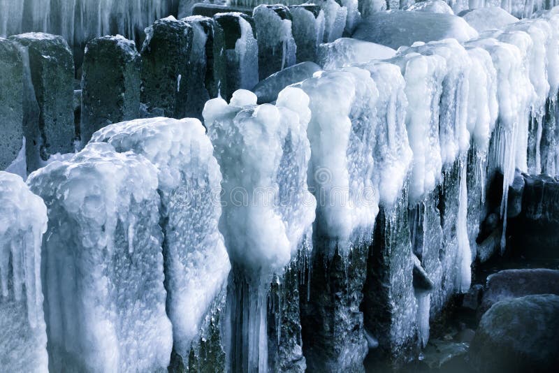 Frozen Blocks of Ice on the Beach Stock Photo - Image of white, cold ...