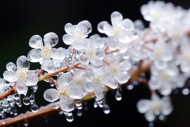Frozen of Blooming Flower on Trees, Spring Frosts Generative Ai Stock ...