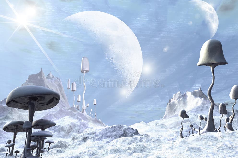 Frozen Blue Alien Landscape Stock Illustration - Illustration of ...