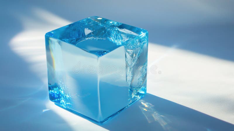 Frozen Blue Cube on a White Surface Stock Image - Image of colors ...