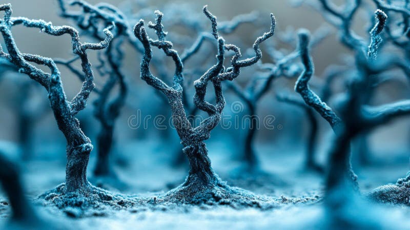 Frozen Blue Forest: Abstract Winter Treescape Stock Illustration ...