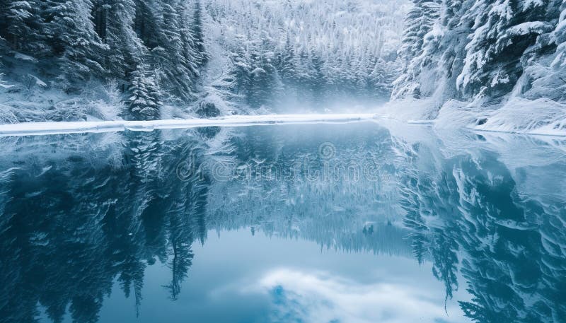 Frozen Blue Ice Reflects the Beauty of Nature Winter Landscape Stock ...
