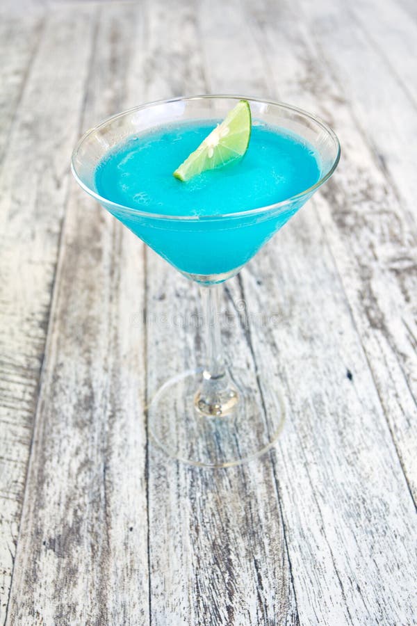 Frozen Blue Margarita Cocktail in Martini Glass Stock Image - Image of ...