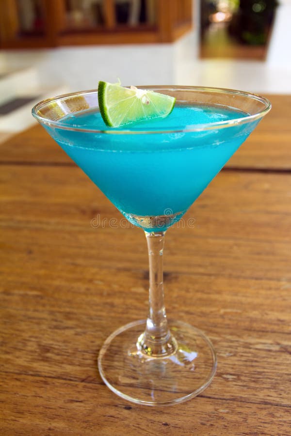 Frozen Blue Margarita Cocktail in Martini Glass Stock Image - Image of ...