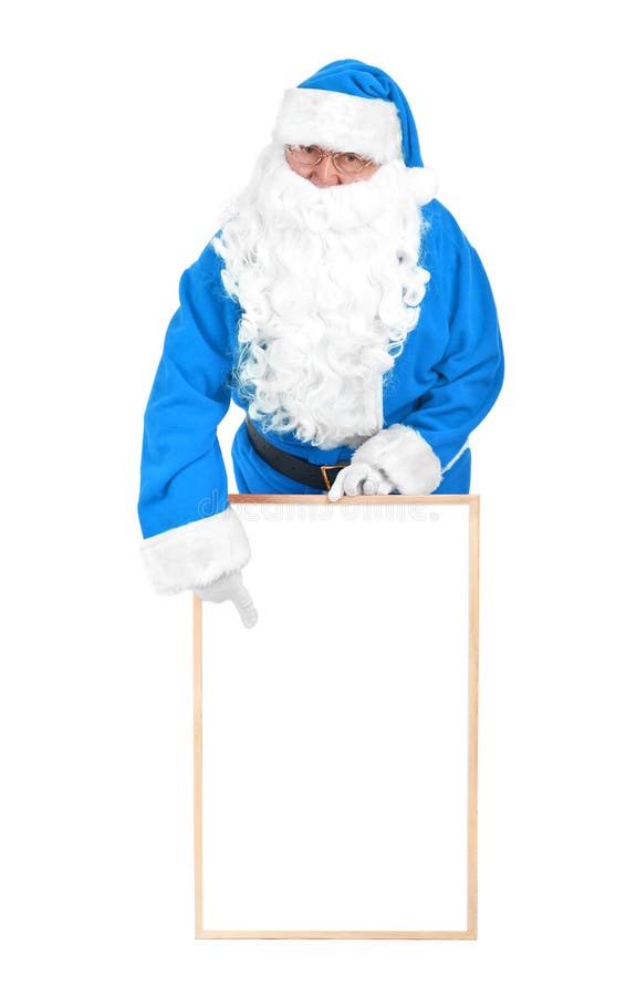 Blue Santa Claus with Bell on White Stock Image - Image of gloves ...