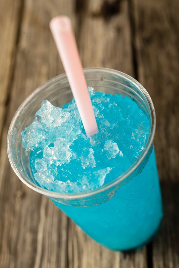 Frozen Blue Slushie in Plastic Cup with Straw Stock Image - Image of ...