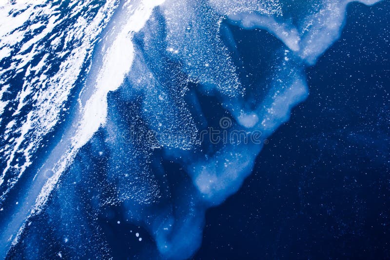 Frozen Blue Water Surface and Wave Covered with Ice, Snow Abstract ...