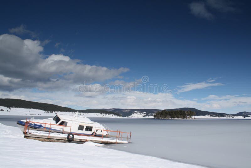 Frozen boat stock image. Image of frost, boat, river - 17759799