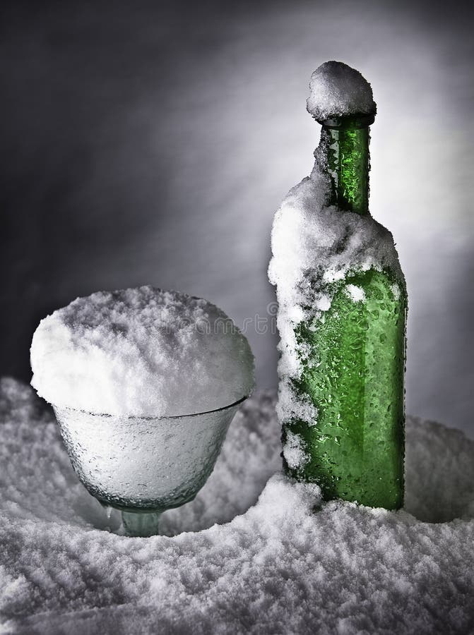 Frozen Bottle Ice Cold Drink Snow Winter Stock Image - Image of crystal ...